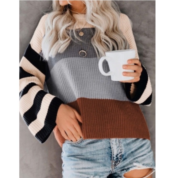 Sweaters | 1 Leftgray Color Block Oversized Knit Sweater | Poshmark